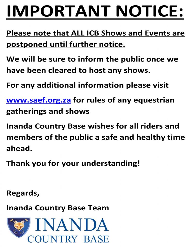 IMPORTANT NOTICE - Inanda Country Base